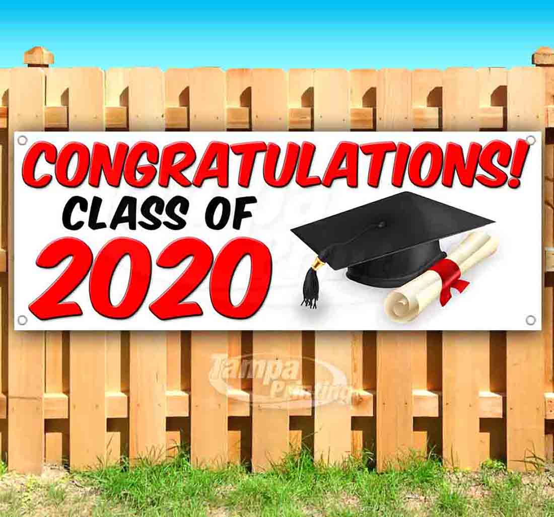 Congrats! Class Of 2020 V2 13 oz Vinyl Banner With Metal Grommets ...