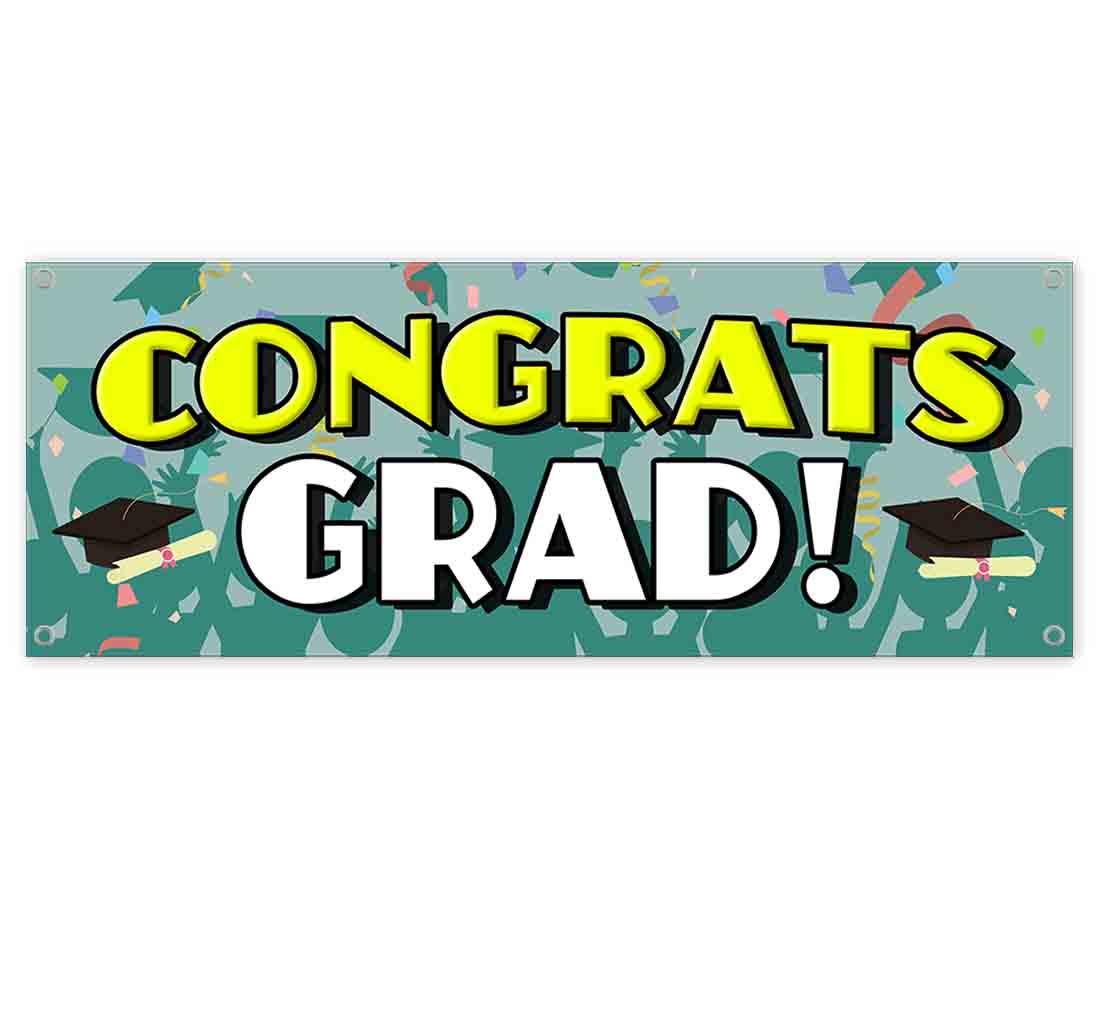 Congrats Grad 13 oz Vinyl Banner With Metal Grommets - Walmart.com