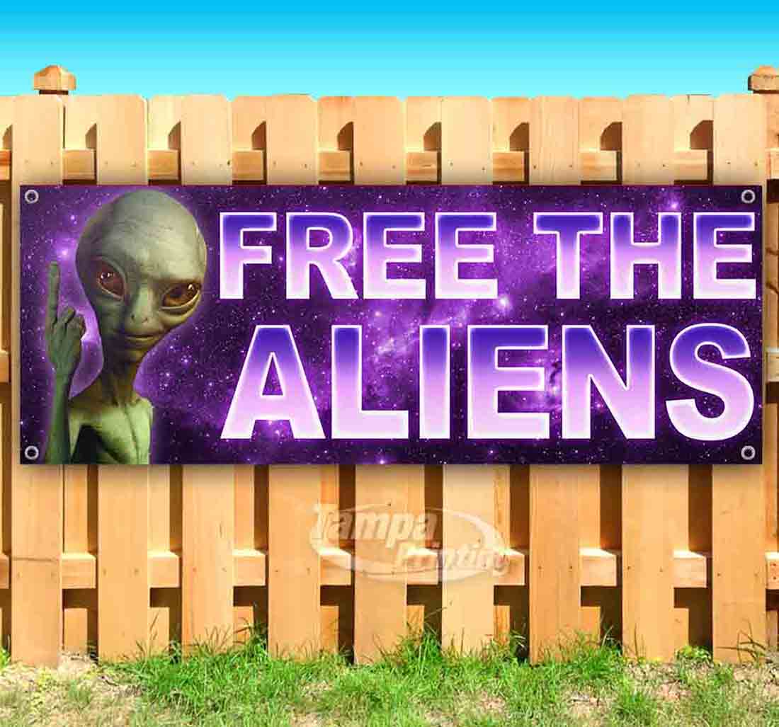 Free The Aliens Purple 13 oz Vinyl Banner With Metal Grommets - Walmart.com