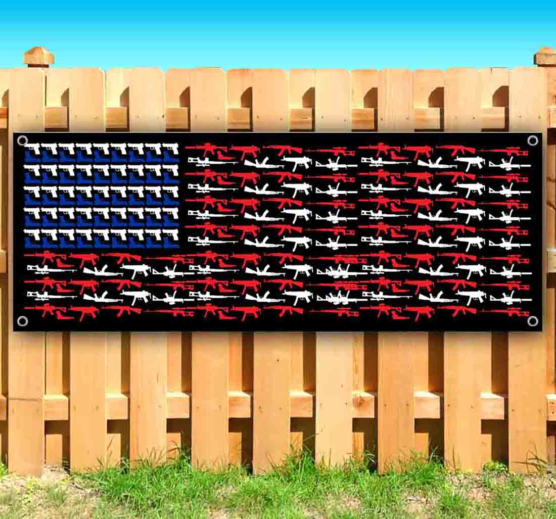 Gun Flag 13 oz Banner Heavy-Duty Vinyl Single-Sided With Metal Grommets ...