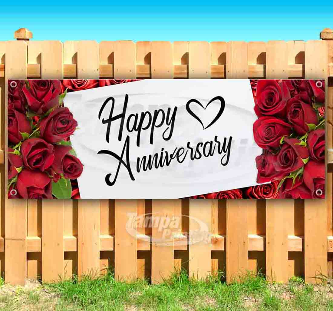 Happy Anniversary 13 oz Vinyl Banner With Metal Grommets - Walmart.com
