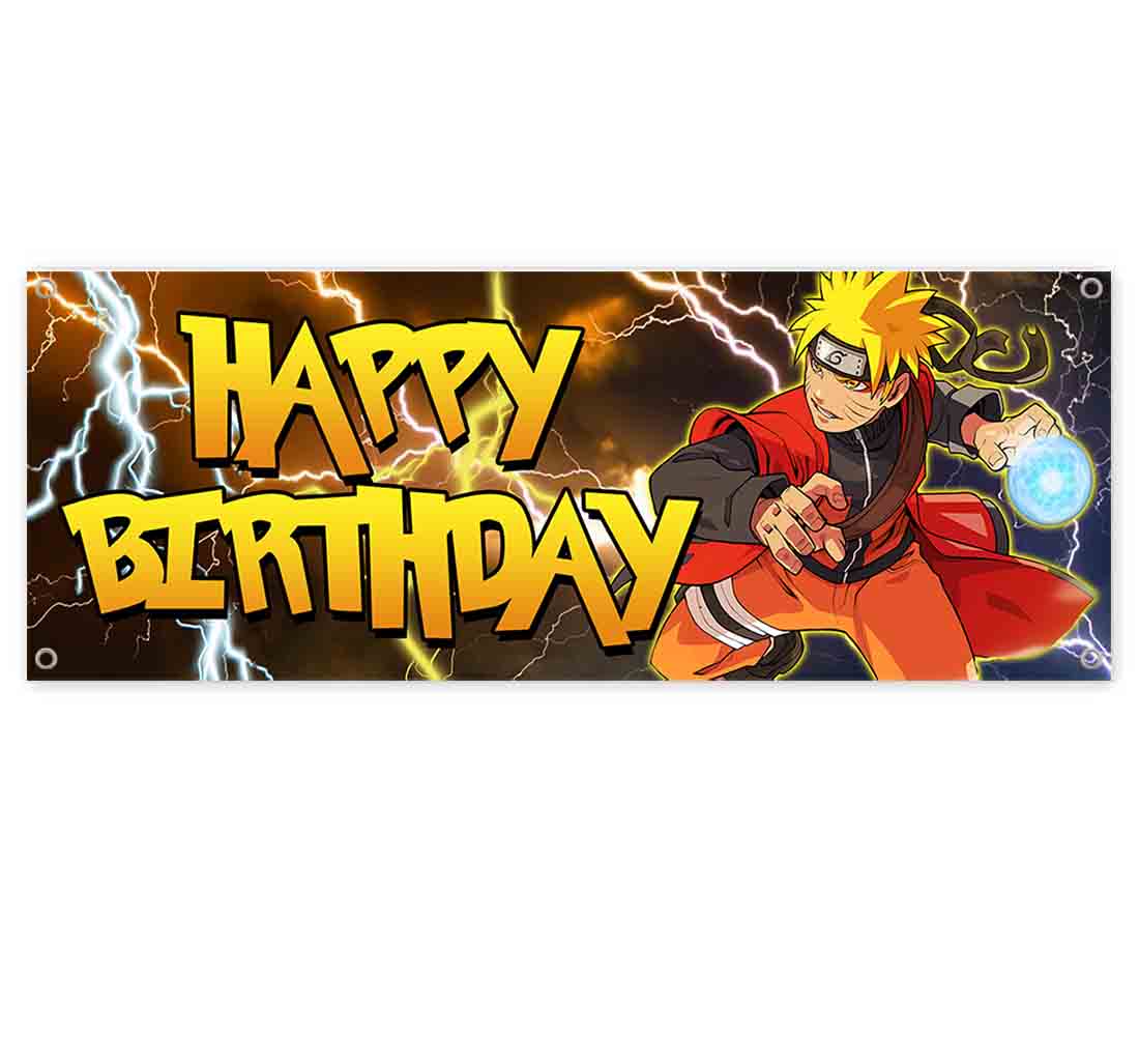 Happy Birthday Anime 13 oz Vinyl Banner With Metal Grommets - Walmart.com