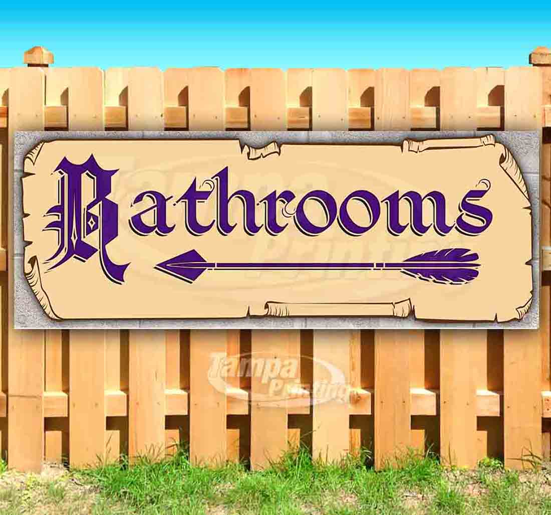 Bathrooms Arrow 13 oz Vinyl Banner With Metal Grommets - Walmart.com