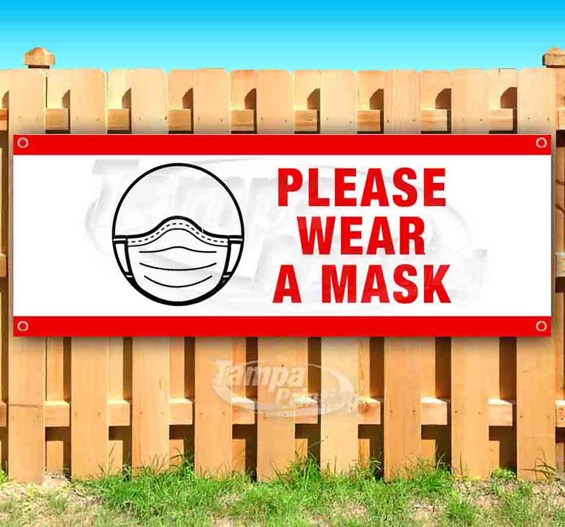 Please Wear A Mask 13 oz Vinyl Banner With Metal Grommets - Walmart.com