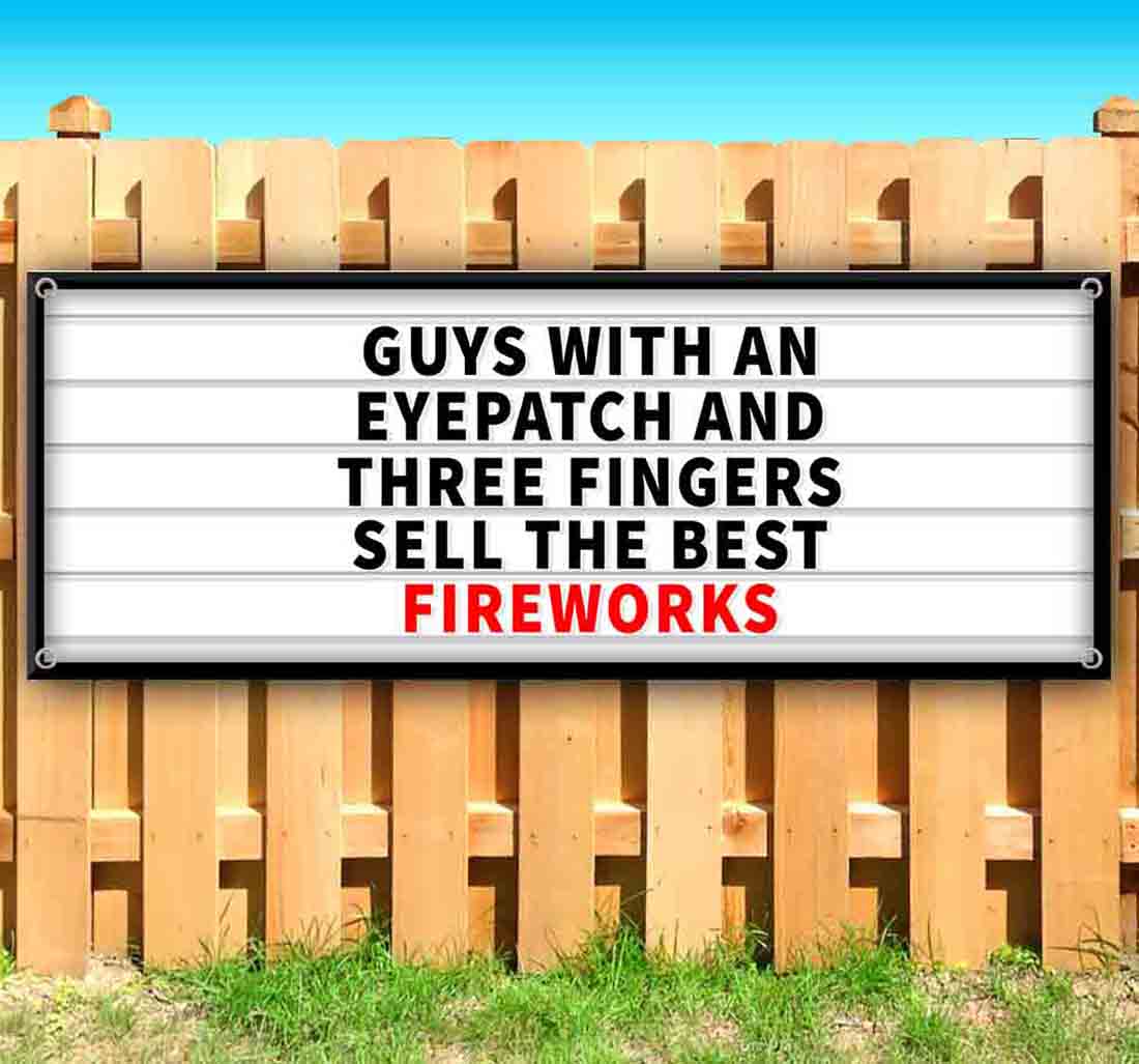 Sign Board Eye Patch Fireworks Customizable 13 oz Banner Heavy-Duty ...