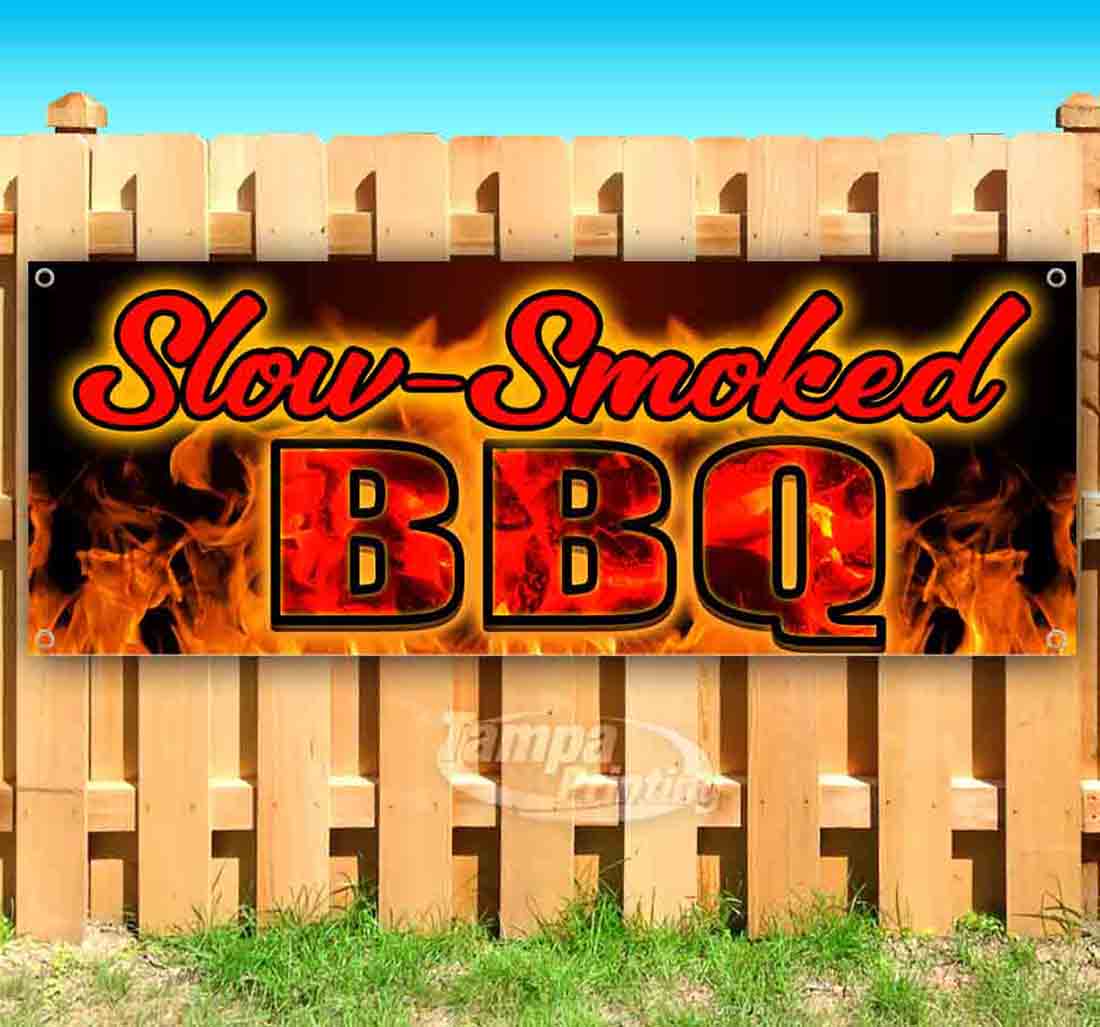 Slow Smoked BBQ 13 oz Vinyl Banner With Metal Grommets - Walmart.com