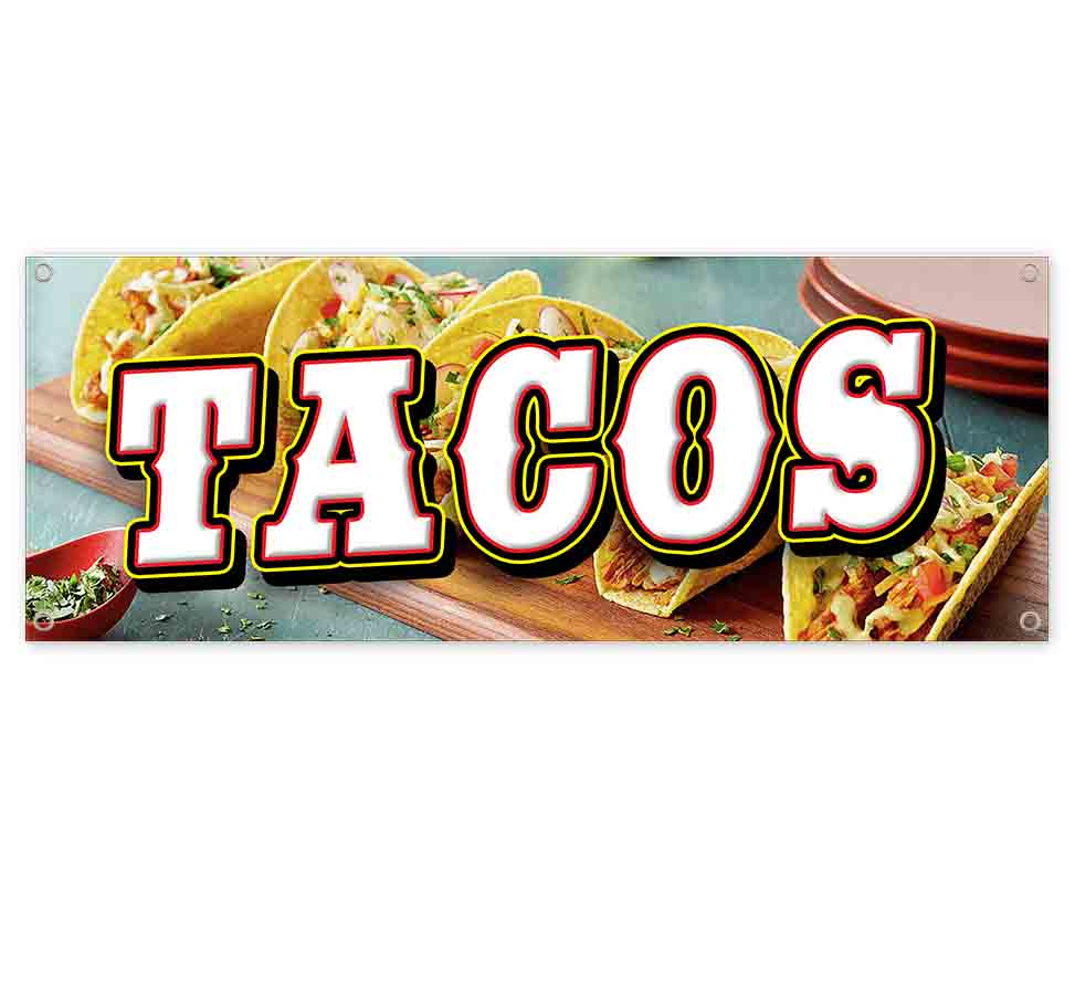 Tacos 13 oz Banner | Non-Fabric | Heavy-Duty Vinyl Single-Sided With ...