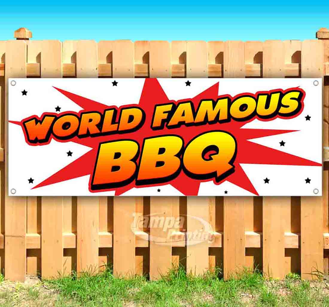 World Famous BBQ 13 oz Vinyl Banner With Metal Grommets - Walmart.com